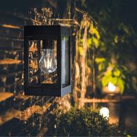 China Solar Wall Sconce Light 5V 2W IP54 Waterproof Outdoor Glass Panel Lantern with 2000mAh Battery for sale