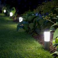 China Stainless Steel Solar Bollard Light 2V 300mA Auto On Off Outdoor Pathway Lamp for sale