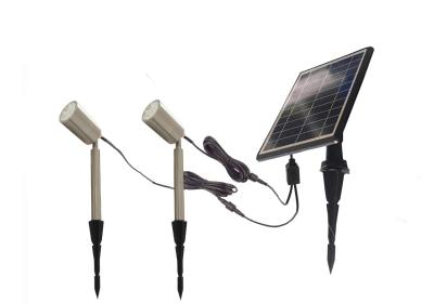 China Waterproof Solar Landscape Spotlights Stainless Steel 3.7V 4000mAh 2-Pack for sale