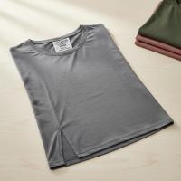 China Hot Sales Women's Slit T-Shirt - Polyester/Cotton Blend, Customizable Logo, Army Green Color for sale