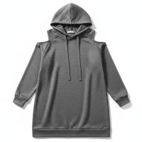 China Women Cold Shoulder Hoodie Dress Cotton Knit Long Sleeve Breathable Anti wrinkle for Casual Wear Plus Size Maternity for sale