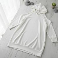 China Women Cold Shoulder Hoodie Dress Cotton Knit Long Sleeve Breathable Anti wrinkle for Casual Wear Plus Size Maternity for sale