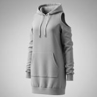 China Women Cold Shoulder Hoodie Dress Cotton Knit Long Sleeve Breathable Anti wrinkle for Casual Wear Plus Size Maternity for sale