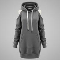 China Women Cold Shoulder Hoodie Dress Cotton Knit Long Sleeve Breathable Anti wrinkle for Casual Wear Plus Size Maternity for sale