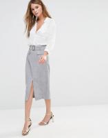 China Front split belted pencil women formal fancy skirt top designs for sale