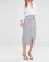 China Front split belted pencil women formal fancy skirt top designs for sale