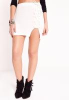 China Lace up detail mini skirt white school japanese girl short skirt for sale