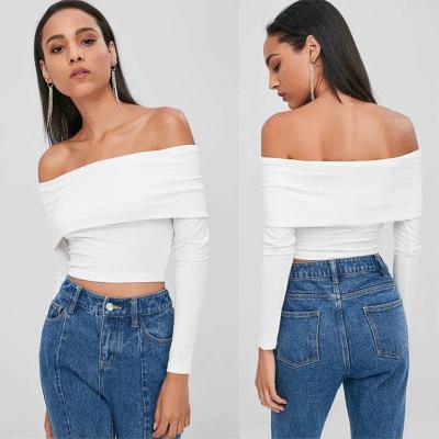 China Spring New Design Off The Shoulder Crop Top Long Sleeve for sale