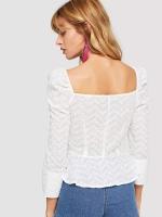 China Cotton White Embroidered Button Up Puff Sleeve Women Blouses 2018 New Designs for sale