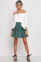 China Womens Tops Blouses 2018 Off Shoulder Ruffle Top In White for sale