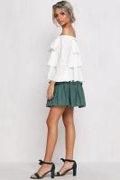 China Womens Tops Blouses 2018 Off Shoulder Ruffle Top In White for sale