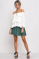 China Womens Tops Blouses 2018 Off Shoulder Ruffle Top In White for sale