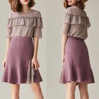 China Ladies Short Sleeve Plaid Blouse With Ruffle for sale
