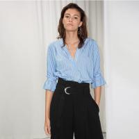China Frill Sleeve Designs Blouse For Woman for sale