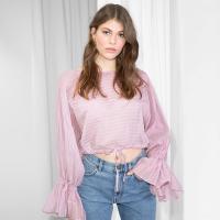 China Cotton Fabric Bell Sleeve Women Blouse for sale