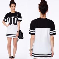 China Fashion Women Longline Loose Long T Shirt Baseball Dress With Printed for sale