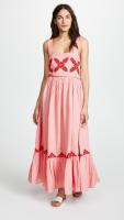 China 2018 Pink Linen Embroidery Women Maxi Dress Summer for sale