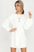 China Women Apparel Summer White Puff Sleeve Mini Dress for sale