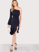 China One Shoulder Dress Women Summer Spandex Long Sleeve Breathable Eco-Friendly Plus Size Washable for sale