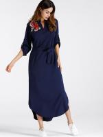 China Mexican Embroidered Side Split Belt Dress for sale