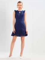 China 100% Cotton Women Blue Sleeveless Mini Dress for sale