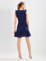 China 100% Cotton Women Blue Sleeveless Mini Dress for sale