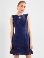 China 100% Cotton Women Blue Sleeveless Mini Dress for sale