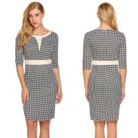 China Customizable Gingham Check Office Dress Spandex Polyester for sale