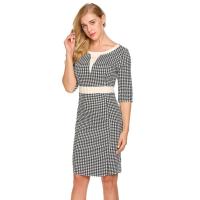 China Customizable Gingham Check Office Dress Spandex Polyester for sale