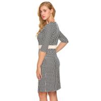 China Customizable Gingham Check Office Dress Spandex Polyester for sale