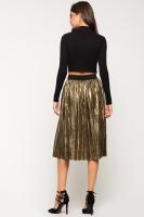 China Knee Length High Waist Maxi Skirt Women Ladies Pleated Metallic Casual Design Fashion for sale