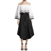 China Pleated Asymmetric Hem High Waist Long Skirt Women Ladies Cotton Swing Casual Design for sale