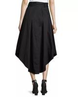 China Pleated Asymmetric Hem High Waist Long Skirt Women Ladies Cotton Swing Casual Design for sale