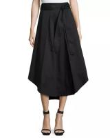China Pleated Asymmetric Hem High Waist Long Skirt Women Ladies Cotton Swing Casual Design for sale