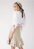 China Flounce Design Mini Skirt for Women with Customized Size and Polyester Blend Fabric for sale