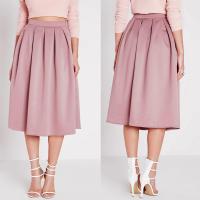 China High waist pleated pink 3/4 umbrella skirt for sale