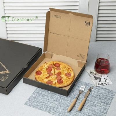 China Creatrust Bespoke Private Label OEM Pizza Eco Friendly Corrugated Paper Box Black Custom Packaging Slotted Boxes Environmental for sale