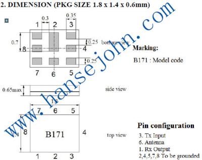 China RF SAW Duplexer 1800MHz 2W SMD High Isolation Low Insertion Loss for sale