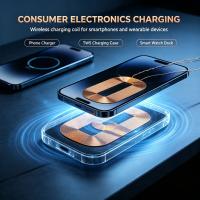 China Oval Flat Wireless Charging Coil with Ferrite Shielding Sheet for Low Magnetic Loss in Vehicle and Consumer Electronics for sale