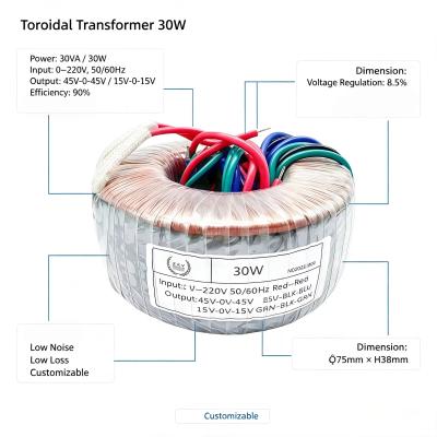 China 50W Toroidal Transformer 220V Input Low Noise Design for Hi-Fi Audio Amplifier and Professional Equipment for sale
