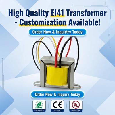 China EI41 Pure Enameled Copper Low Frequency Power Transformer with Silicon Steel Core and Class B Insulation for sale