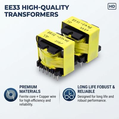 China EE33 High Frequency Transformer with 520uH Inductance and Ferrite Core for Industrial Power Supplies for sale
