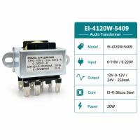 China EI-41 Silicon Steel Core Power Transformer with 12V-0-12V 24V AC Output and Pure Copper Wire Winding for Audio Equipment for sale