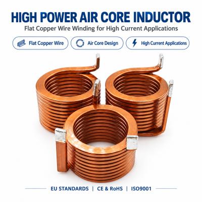 China High Current High Power Air Core Inductor with Flat Copper Wire Coil and Customized Parameters for sale