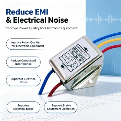 China ZXY CW1D-T Single Phase EMI Power Line Filter with 115/250V AC and Pre-attached Wires for Noise Suppression for sale