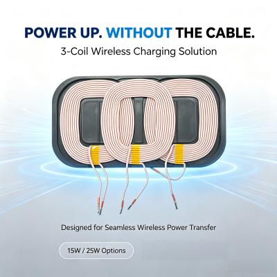 China 15W 25W 3-Coil Flat Winding Wireless Charging Transmitter Coil for Automotive and Wearables for sale