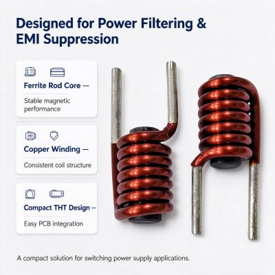 China 22uH Ferrite Rod Inductor 2.3 × 7 × 20mm with 6.5-Turn Winding for Power Supply Choke Coil for sale