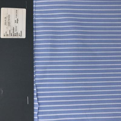China OEM ODM Custom 35% Lyocell 65% Polyester 108GSM Blue Striped Woven Fabric for Clothing Manufacturing for sale