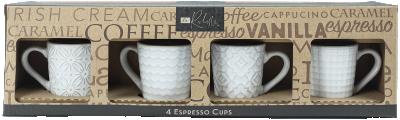 China Set of 4 La Rochelle Embossed Stoneware Espresso Cups for sale