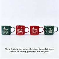 China Christmas Embossed Reindeer & Tree Ceramic Mug Set of 4 for sale